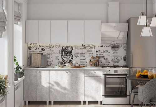 Кухонный гарнитур Кайган 1,8 м, белый/цемент светл