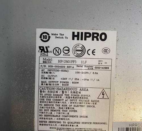 Блок питания 600w 24в hipro HP-U601FF3