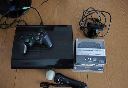 PS3 Super Slim + 13 дисков + набор для PSMove