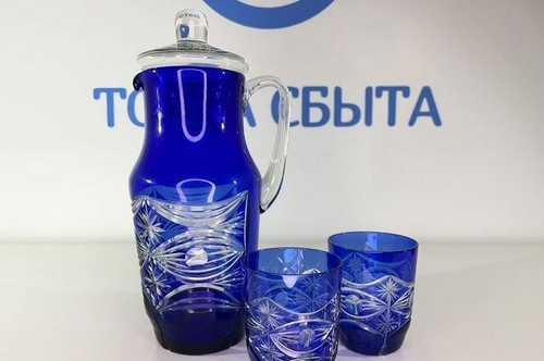 Кувшин со стаканами Цветной Хрусталь СССР
