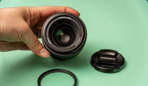 YongNuo 35mm на Nikon + защитный фильтр