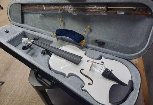 Скрипка белая 4/4 комплект с мостиком