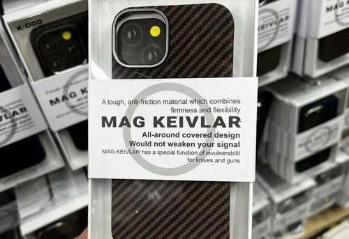 Чехол на iPhone 15 Kevlar MagSafe (карбон)