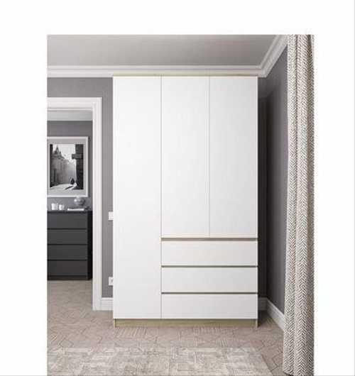 Шкаф Мори аналог IKEA Мори 3 ящ, 3 дв Сонома/Белый