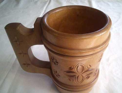 Кружка деревянная резная, СССР, нач. 70-х