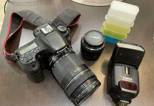 Canon 60D 18-135 kit + 50 1.8 + вспышка + сумка