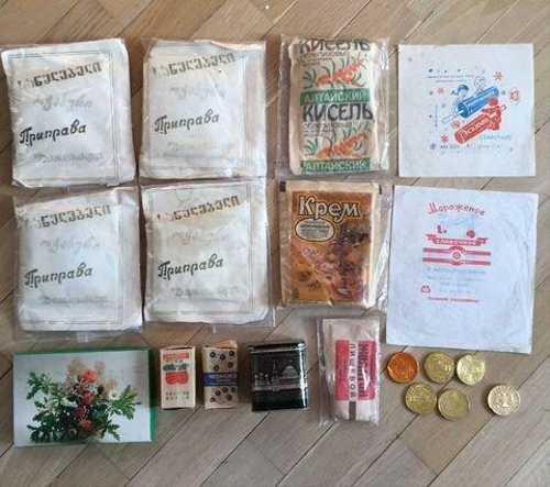 Коробка, этикетки от продуктов питания СССР