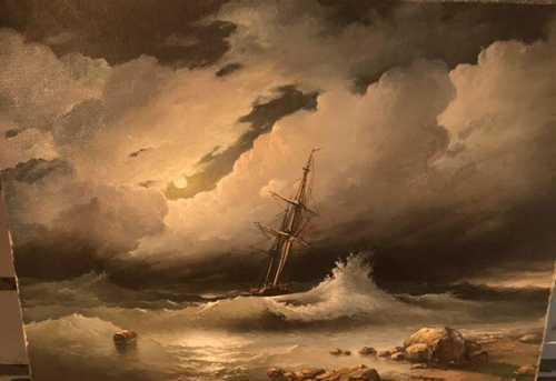 Картина «бурное море ночью»