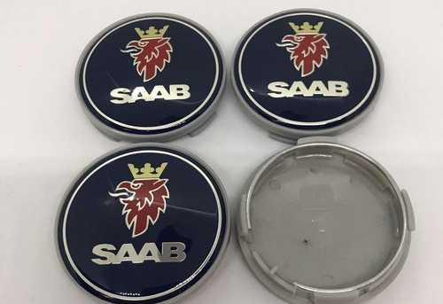 Колпачки Заглушки на литые диски Saab Сааб синие