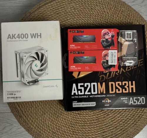 Комплект ryzen 5 5500, DDR4 2x16 гб, A520M