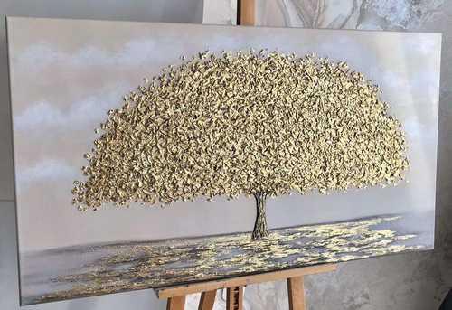 Большая картина маслом Золотое дерево