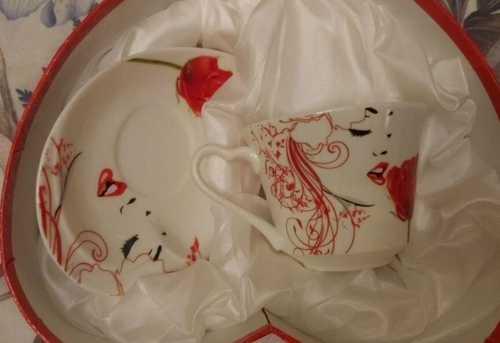 Чайный сервиз lenardi в коробке сердце romantic