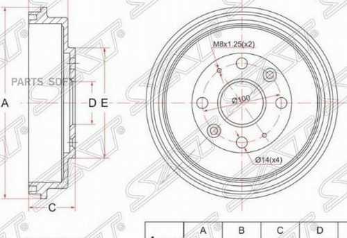 SAT ST-B596-26-251 Барабан тормозной зад mazda Dem