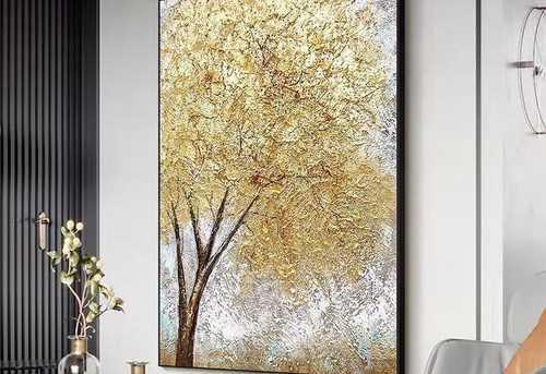 Картина маслом Золотое дерево на премиум холсте