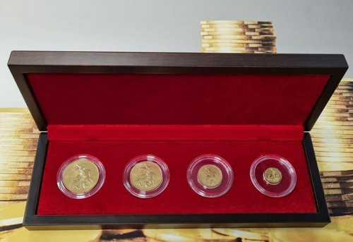 Набор золотых монет Георгий Победоносец с футляром