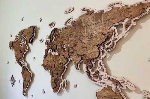 Карта мира из дерева в наличии