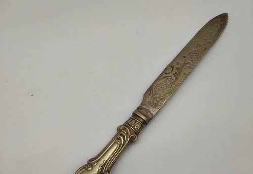 Нож хлебный латунь серебрение длина 27 см, нач