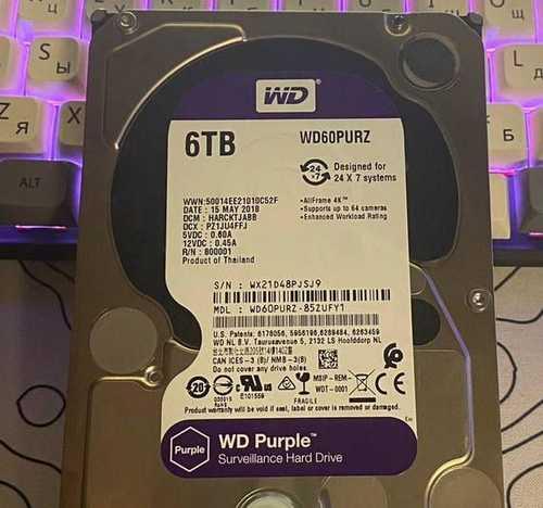 Жесткий диск wd purple 6tb