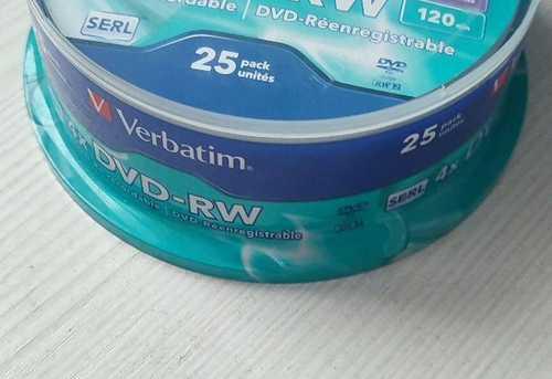 Dvd rw диски Verbatim 4x 25 штук