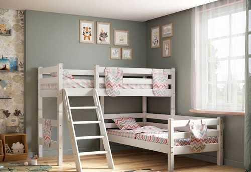 Детская кровать угловая"Соня"8 наклонная лестница