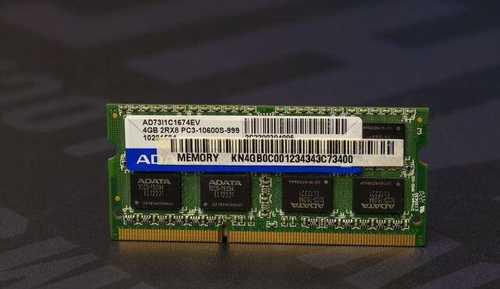 Оперативная память sodimm DDR3 4GB adata 1333MHz
