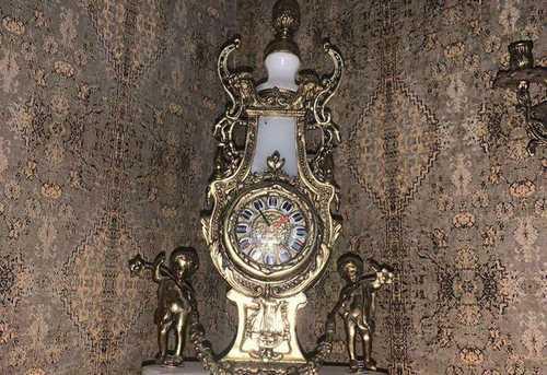 Часы с подсвечниками бронза мрамор