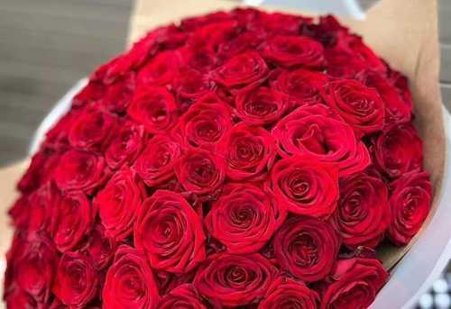 101 роза 60 см красные доставка Москва