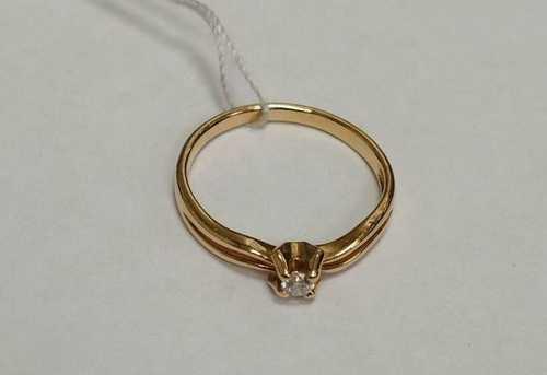 Золотое кольцо 17,5р бриллиант (12350)