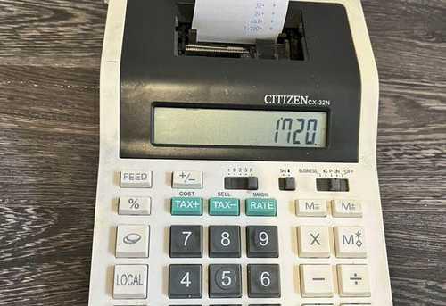 Калькулятор с печатью citizen CX-32N