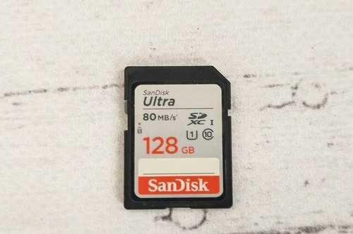 Карта памяти SD SanDisk 128Gb 80MB/s бу