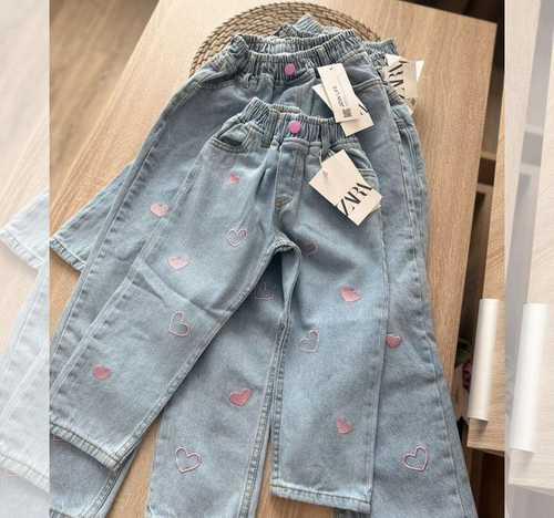 Джинсы для девочки сердечки zara 92 98 104 110 122