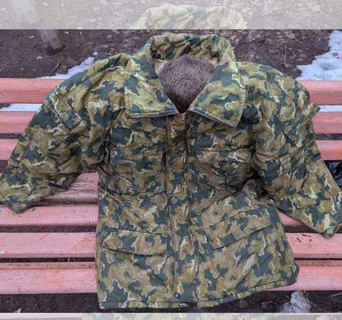 Куртка зимняя меховая камуфляж орех
