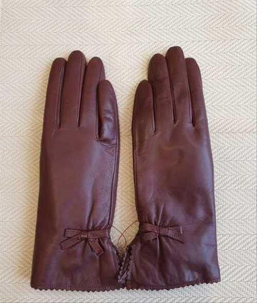 Перчатки женские кожаные новые 6,5 размер