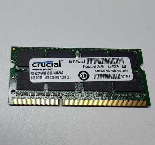 Оперативная память для ноутбука Crucial DDR3 sodim