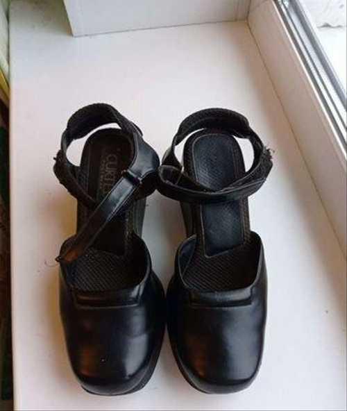 Туфли босоножки женские 37 чёрные на платформе