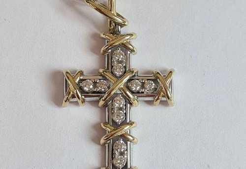 Золотая подвеска крест Tiffany с брилл (фг684506)