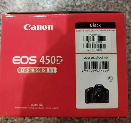 Коробка Canon EOS 450D и аккумулятор LP-E5