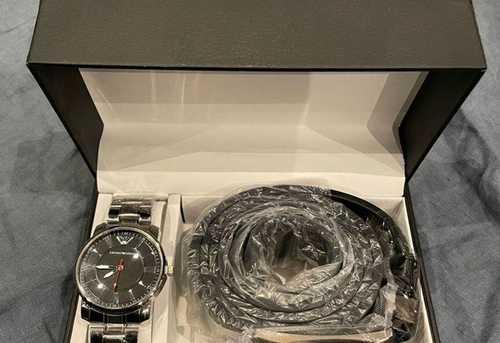 Подарочный набор для мужчин часы и ремень Armani