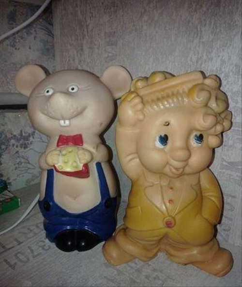Резиновые игрушки СССР мальчик и мышь