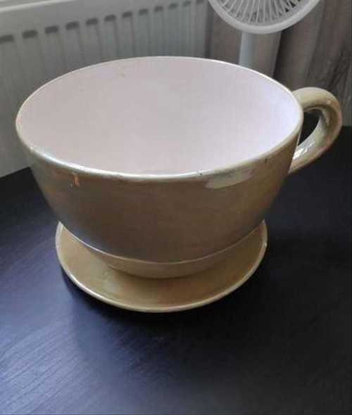Цветочный горшок в форме чашки, керамика, d 22