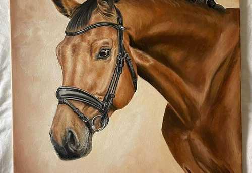 Картина маслом с лошадью