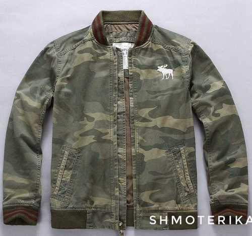 Abercrombie Fitch Бомбер из хлопка зел камуфляж