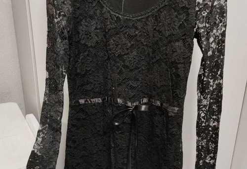 Черное кружевное платье 42-44