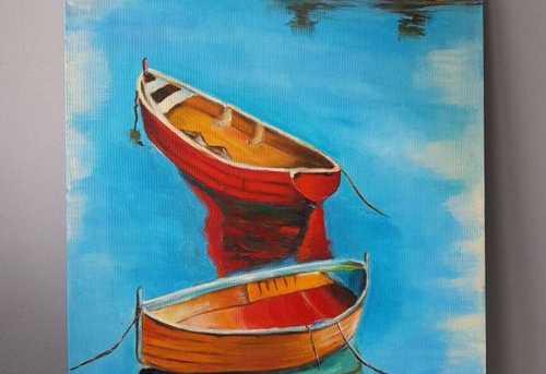 Картина маслом "Лодки"