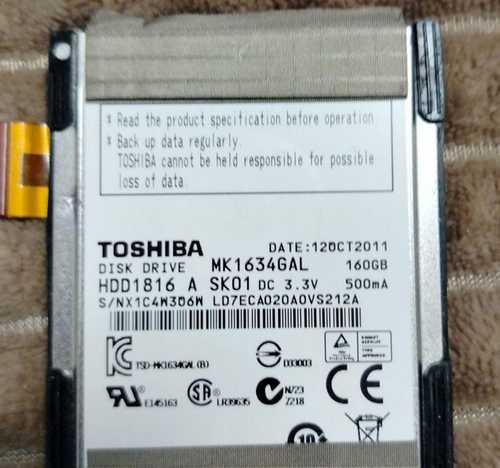 Жесткий диск 1,8 toshiba 160 gb