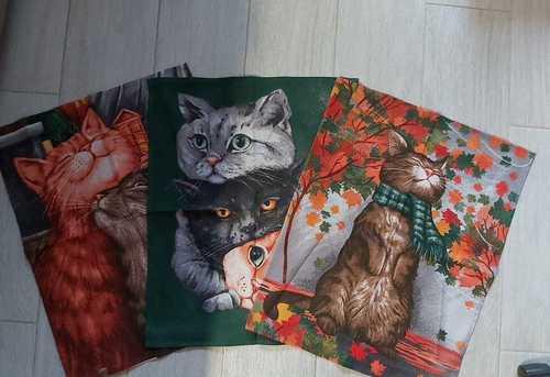 Салфетки на стол "Осенние коты" (полотенце)