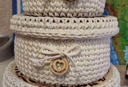 Плетеные корзинки из шнура