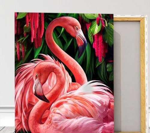 Картина "Розовые фламинго" на холсте 50х70