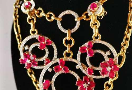 Ожерелье и серьги с рубинами и бриллиантами