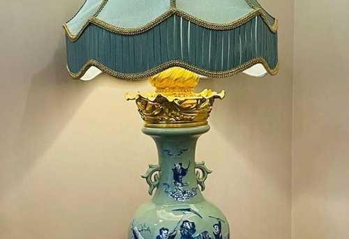 Лампа старинная 1830 г. Фарфор, бронза, позолота